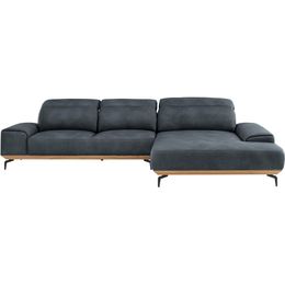 Wohnlandschaft Musterring, B:342cm T:207cm, blau, Sofas, "MR 2490 Ecksofa mit erstklassigem Sitzkomfort, Long-Life-Leder", Fu&szlig; Schwarz, Sitzh&ouml;he