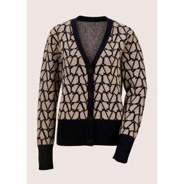 Madeleine Mode MADELEINE Damen Strickjacke "Strickjacke Langarm Jacquard-Cardigan mit Kaschmir", schwarz, Modern, Gr. 40, Obermaterial: 90% Schurwolle WV. 10%