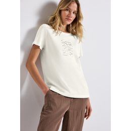 Street One Damen Shirttop, wei&szlig;, Gr. 36, bedruckt, Obermaterial: 50% Baumwolle, 50% Modal, Tops, mit Wording Print