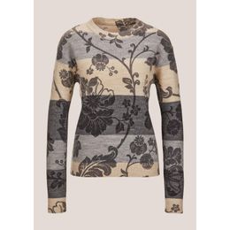 Madeleine Mode MADELEINE Damen Longpullover "Strickpullover Rundhals-Pullover im Muster-Mix", grau, Modern, Gr. 48, Obermaterial: 52% Polyester PES. 48% Wolle WO.,