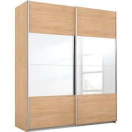 Schwebet&uuml;renschrank Rauch, B:181cm H:210cm T:62cm, braun, Holzwerkstoff, Schr&auml;nke, "Quadra", mit Spiegelelementen