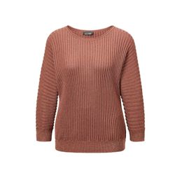 GOLDNER Damen Strickpullover "Rippenpullover mit Fledermaus&auml;rmeln", braun, Gr. 36, Obermaterial: 83% Viskose CV. 17% metallisierte Fasern MTF.,