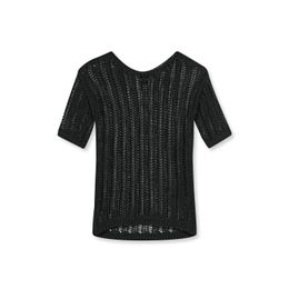 Madeleine Mode MADELEINE Damen Longpullover "Strickpullover Luftiger Sommerpullover mit Ajour-Muster", schwarz, Modern, Gr. 36, Obermaterial: 75% Baumwolle CO. 25%