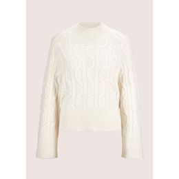 Madeleine Mode MADELEINE Damen Longpullover "Strickpullover Kaschmirpullover mit Zopfmuster", wei&szlig;, Modern, Gr. 48, Obermaterial: 90% Schurwolle WV. 10% Kaschmir
