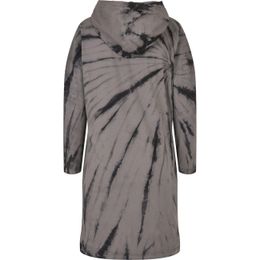 Urban Classics Damen Shirtkleid "Urban Classics Damen Ladies Oversized Tie Dye Hoody Dress", grau, Basic, Gr. XS, 100% Baumwolle, Kleider
