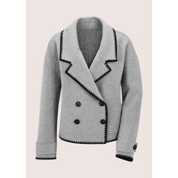 Madeleine Mode MADELEINE Damen Kurzjacke "Kurzjacke Elegante Wolljacke mit Reverskragen", schwarz, Modern, Gr. 42, Obermaterial: 65% Wolle mw. 20% Kaschmir WS. 13%