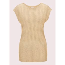Madeleine Mode MADELEINE Damen Kurzarmshirt "Ajour-Top Sommerliches Oberteil mit Charme", grau, Modern, Gr. 46, Obermaterial: 98% Polyester PES. 2% Elasthan EL.,