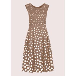 Madeleine Mode MADELEINE Damen Sommerkleid "Kleid Kurzarm Tupfenkleid in Midil&auml;nge", wei&szlig;, Modern, Gr. 34, Obermaterial: 96% Polyester PES. 4% Elasthan EL.,