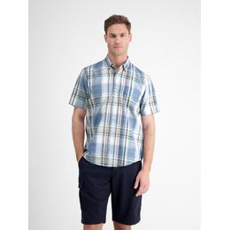 Lerros Herren Kurzarmhemd "Karohemd in sommerlicher Strukturqualit&auml;t", blau, Gr. S, 100% Baumwolle, Hemden