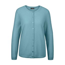 GOLDNER Damen Strickjacke "Kurzgr&ouml;&szlig;e Eleganter Herbstcardigan mit Rundhals", blau, Gr. 23, Obermaterial: 100% Kaschmir WS., Strickjacken, Ohne