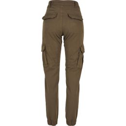 Urban Classics Damen Stoffhose "Urban Classics Damen Ladies Cotton Twill Utility Pants"olive, Gr. 33, unifarben, 98% Baumwolle, 2% Elasthan, Hosen