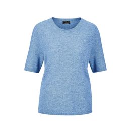 GOLDNER Damen Kurzarmpullover "Kurzgr&ouml;&szlig;e Feinstrickpullover mit Rundhals", blau, Gr. 21, Obermaterial: 100% Kaschmir WS., Pullover, Aufwendig in Form