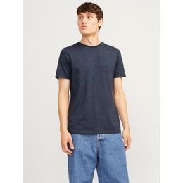 Jack & Jones JACK & JONES Herren Rundhalsshirt "JJEORGANIC MELANGE TEE SS O-NECK NOOS", blau, Gr. S, meliert, Jersey, Obermaterial: 60% Baumwolle, 40% Polyester,
