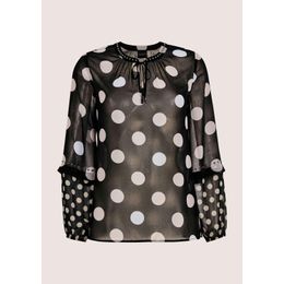 Madeleine Mode MADELEINE Damen Langarmbluse "Chiffonbluse Elegante Bluse mit P&uuml;nktchen-Druck", schwarz, Modern, Gr. 44, Obermaterial: 100% Polyester PES., Blusen,