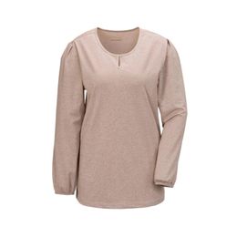 GOLDNER Damen Longpullover "Kurzgr&ouml;&szlig;e Glanzshirt", braun, Gr. 22, Obermaterial: 75% Viskose CV. 20% metallisierte Fasern MTF. 5% Elasthan EL.,