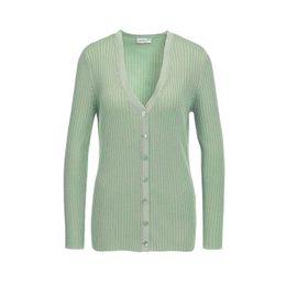 GOLDNER Damen Strickjacke "Pflegeleichte Strickjacke in hochwertiger Rippenstruktur", gr&uuml;n, Gr. 44, Obermaterial: 65% Polyacryl PAN. 35% Polyester