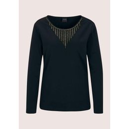 Madeleine Mode MADELEINE Damen Langarmshirt "Sweatshirt Glamour&ouml;ser Pullover, Strassakzente", schwarz, Modern, Gr. 36, Obermaterial: 95% Baumwolle CO. 5% Elasthan