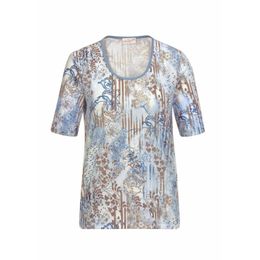 GOLDNER Damen Print-Shirt "Bequemes Druckshirt im Mustermix", blau, Gr. 42, Obermaterial: 92% Polyester PES. 8% Elasthan EL., Shirts, Pflegeleicht