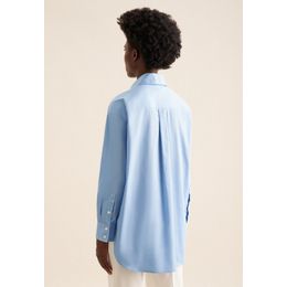 Seidensticker Damen Longbluse, blau, Gr. 44, unifarben, 100% Baumwolle, Blusen, 1/1 Kragen Uni