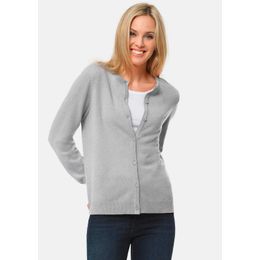 GOLDNER Damen Strickpullover "Kurzgr&ouml;&szlig;e Kuschelweiche Kaschmir-Strickjacke mit Rundhals", grau, Gr. 24, Obermaterial: 100% Kaschmir WS., Pullover,