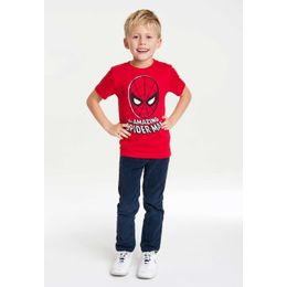 logoshirt M&auml;dchen T-Shirt "Spider-Man Mask", rot, Gr. 152, unifarben, 100% Baumwolle, Shirts, mit lizenziertem Print