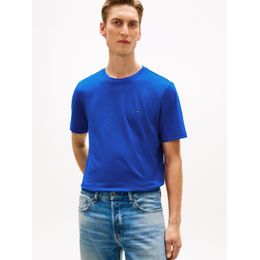 Tommy Hilfiger Herren T-Shirt "ESSENTIAL REGULAR FIT SOLID mit Stickerei"regal blau, Gr. S, Single Jersey, Obermaterial: 100% Baumwolle, Shirts,