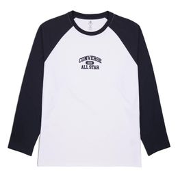 Converse Herren Langarmshirt "MEN'S Converse PREMIUM LONG-SLEEVE RAGLAN T-SHIRT", schwarz, Gr. XL, unifarben mit Farbeinsatz, Obermaterial: 100%