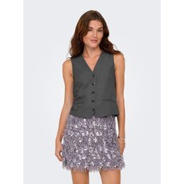 Only Damen Anzugweste "ONLIRIS-HATTIE WAISTCOAT TLR NOOS", grau, Gr. 40, unifarben, Obermaterial: 80% Polyester, 15% Viskose, 5% Elasthan, Westen