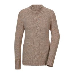 GOLDNER Damen Rundhalspullover "Kurzgr&ouml;&szlig;e H&uuml;ftlanger Langarmpullover, Zopfstrick", beige, Modisch, Gr. 21, Obermaterial: 100% Polyacryl PAN.,