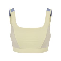 B&uuml;gel-BH Urban Classics "Urban Classics Damen Ladies Color Block Bra", Damen, Gr. XS, Cup 0, softgelb, softseagrass, vablau, 80% Polyamid, 20% Elasthan, BHs B&uuml;gel-BH