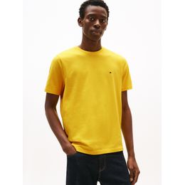 Tommy Hilfiger Herren T-Shirt "ESSENTIAL REGULAR FIT SOLID mit Stickerei"morningside gelb, Gr. L, Single Jersey, Obermaterial: 100% Baumwolle,