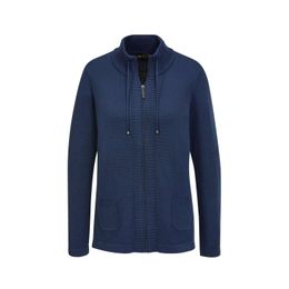 GOLDNER Damen Strickjacke "Herbstcardigan mit Rei&szlig;verschluss", blau, Gr. 46, Obermaterial: 50% Baumwolle CO. 50% Polyacryl PAN., Strickjacken,