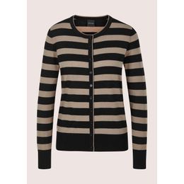 Madeleine Mode MADELEINE Damen Strickjacke "Strickjacke Langarm Cardigan mit Streifen, Schurwolle", schwarz, Modern, Gr. 34, Obermaterial: 100% Schurwolle WV.,