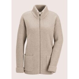 Madeleine Mode MADELEINE Damen Strickjacke "Cardigan Weiche Wolljacke mit Rei&szlig;verschluss", beige, Modern, Gr. 44, Obermaterial: 90% Schurwolle WV. 10% Kaschmir WS.,