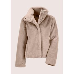 Madeleine Mode MADELEINE Damen Kurzjacke "Jacke Webpelz-Kurzjacke mit Stehkragen", beige, Modern, Gr. 44, Obermaterial: 100% Polyester PES., Jacken, Stehkragen