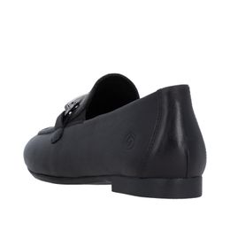Remonte Damen Loafer, Gr. 39schwarz, Leder, unifarben, Schuhe, Slipper, Schlupfschuh, Spangenschuh mit kleinen Stretcheins&auml;tzen
