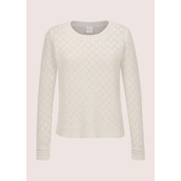 Madeleine Mode MADELEINE Damen Longpullover "Kaschmirpullover Sommerpulli mit Ajourmuster", wei&szlig;, Modern, Gr. 36, Obermaterial: 100% Kaschmir WS., Pullover,