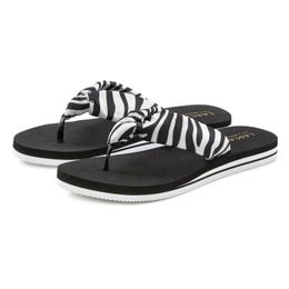 Lascana Damen Badezehentrenner "Sandale, Badeschuh, Pantolette, Badelatsche, Flip Flop", Gr. 42, schwarz-wei&szlig;, Obermaterial: 100% Textilmaterial.