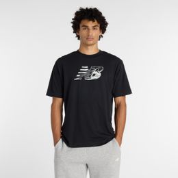 Funktionsshirt New Balance, Herren, Gr. M, schwarz, Obermaterial: 70% Baumwolle, 30% Polyester, normal, Rundhals, Shirts Funktionsshirt, Kurzarm, f&uuml;r Sport- und Outdooraktivit&auml;ten, Rundhalsausschnitt