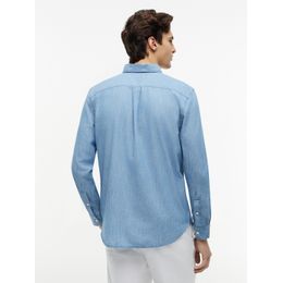 Tommy Hilfiger Herren Langarmhemd "CHAMBRAY POCKET Regular Fit"medium blau chambray, Gr. L, Web, Obermaterial: 100% Baumwolle, Hemden