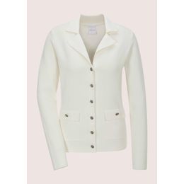 Madeleine Mode MADELEINE Damen Strickjacke "Strickblazer Elegante Businessjacke im Milano-Strick", wei&szlig;, Modern, Gr. 42, Obermaterial: 52% Viskose CV. 48% Polyamid