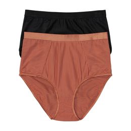 bonprix Damen Taillenslip "Highwaist Slip ( 2er Pack)", Gr. 40, schwarz, Obermaterial: 92% Polyamid, 8% Elasthan. Futter: 92% Polyamid, 8% Elasthan,