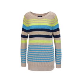 GOLDNER Damen Rundhalspullover "Kurzgr&ouml;&szlig;e Ringelpullover", gelb, Gr. 24, Obermaterial: 54% Baumwolle CO. 45% Viskose CV. 1% metallisierte Fasern
