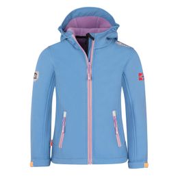Trollkids Kinder Softshelljacke "GIRLS TROLLFJORD JACKET"cornflower, violet sorbet, Gr. 140, Obermaterial: 94% Polyester, 6% Elasthan, Jacken,