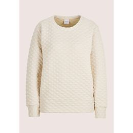 Madeleine Mode MADELEINE Damen Langarmshirt "Struktursweater Struktursweater mit Rundhalsausschnitt", wei&szlig;, Modern, Gr. 38, Obermaterial: 70% Baumwolle CO. 24%