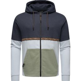 Ragwear Herren Kapuzensweatjacke "Blocky", blau, Basic, Gr. XXXL, Sweatware, Obermaterial: 70% Baumwolle, 30% Polyester, Sweatjacken, Herren Basic