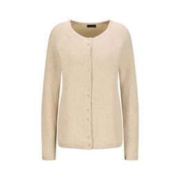GOLDNER Damen Strickjacke "Cardigan aus Baumwolle, Rundhals", beige, Modisch, Gr. 42, Obermaterial: 100% Baumwolle CO., Strickjacken, Piqu&eacute;-Optik