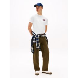 Tommy Jeans Herren T-Shirt "TJM SLIM FIT ESSENTIAL FLAG", wei&szlig;, Gr. L, unifarben, Single Jersey, Obermaterial: 100% Baumwolle, Shirts, mit