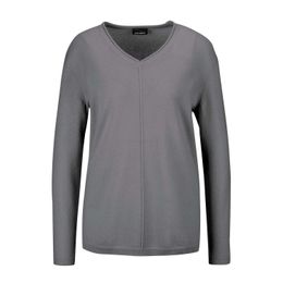 GOLDNER Damen Strickpullover "Kurzgr&ouml;&szlig;e Basicpullover mit V-Ausschnitt", grau, Gr. 19, Obermaterial: 100% Kaschmir WS., Pullover, Aufwendig in Form