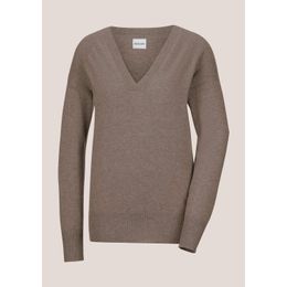 Madeleine Mode MADELEINE Damen Longpullover "Pullover Kaschmirpullover mit V-Ausschnitt", beige, Modern, Gr. 36, Obermaterial: 100% Kaschmir WS., Pullover, Edles